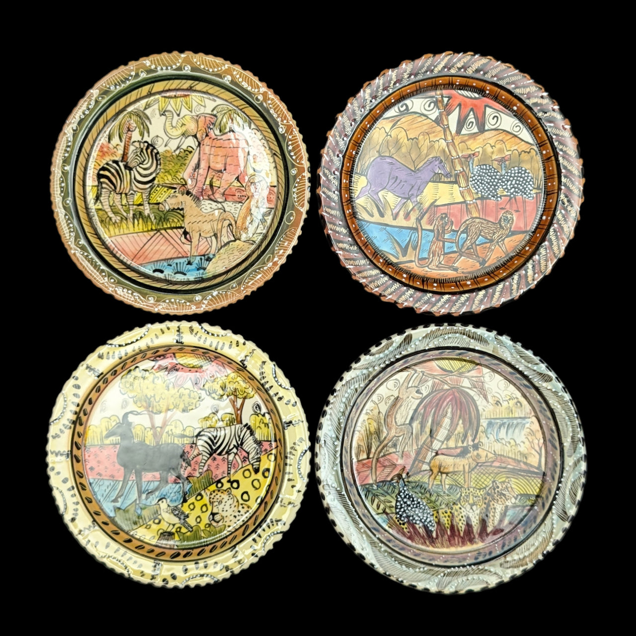 Hand-Painted Zimbabwean Safari Plates – Penzo Pottery, Signed by Artis ...